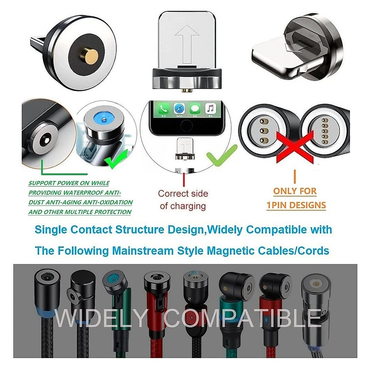 Raosky Magnetic Charging tips (iPios Tips) 7pack,just Magnetic tips (iProduct tips),without USB Cables& Non-Data,Compatibility for iOS-SmartSeries