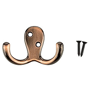 UNIQANTIQ HARDWARE SUPPLY Double Prong Venetian Bronze Finished Coat Hook | Wall, Hall Tree, Rack Mounting | Vintage Coat Hooks for Hanging Garment, Bags and Keys | DL-H315-VB (1)