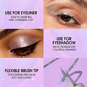 Quxunzzz Liquid Glitter Eyeshadow,Liquid Glitter Eyeliner Metallic Glitter Shimmer Eye Looks Waterproof Long Lasting Quick-Drying (Galaxy 04#)