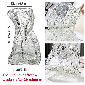NBHUZEHUA Luminous Glass Vases & Faux Flower Bud Vase Centerpieces Wedding Reception Decorations Birthday Gifts Women