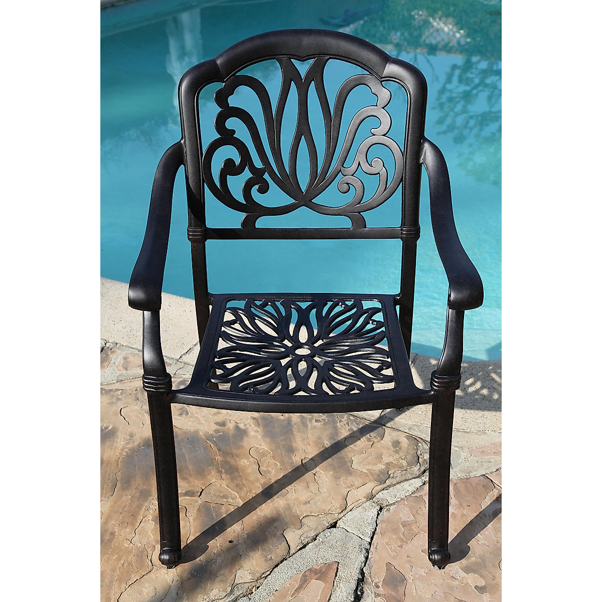 GrandPatioFurniture.com CBM Patio Elisabeth Collection Cast Aluminum 7 Piece Dining Set with A Rectangle Table 2 Swivel Rockers 4 Arm-Chairs SH226-2S4A cbm1290