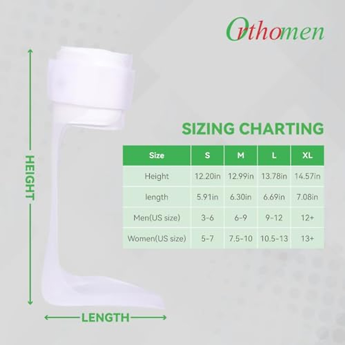 Orthomen Ankle Foot Orthosis Support - AFO Splint - Drop Foot Brace (L/Left)