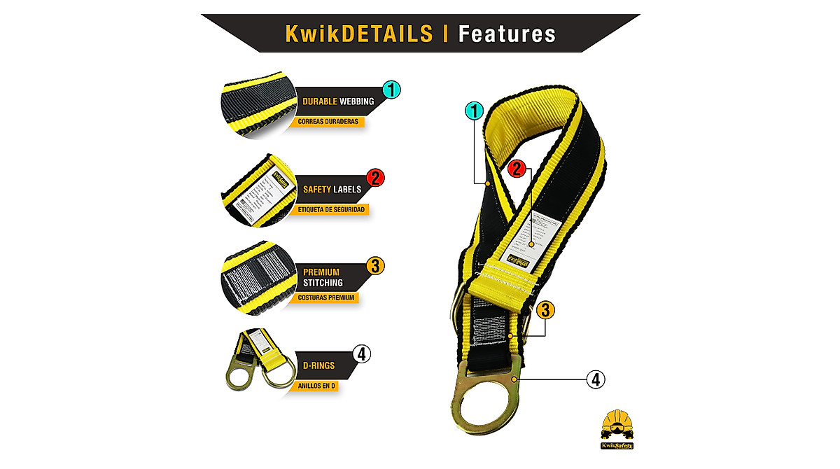 KwikSafety Gibbon Grip 3ft Safety Anchor for Fall Protection
