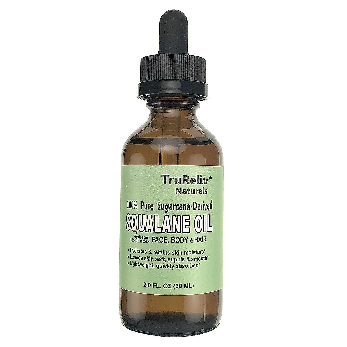 Squalane 100% Pure Plant Derived Face Oil 2 Fl Oz All Natural, Hydrates Nourish Moisturize Skin Face Body and Hair for All Skin Types