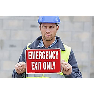 Accuform "Emergency EXIT ONLY" Plastic Safety Sign, 7" x 10", White on Red, MEXT586VP