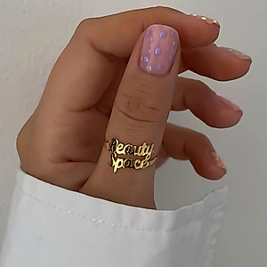 Ayafee Gold Name Rings Personalized for Women 10K 14K 18K Gold Custom with Any Name Rings for Her - Style A