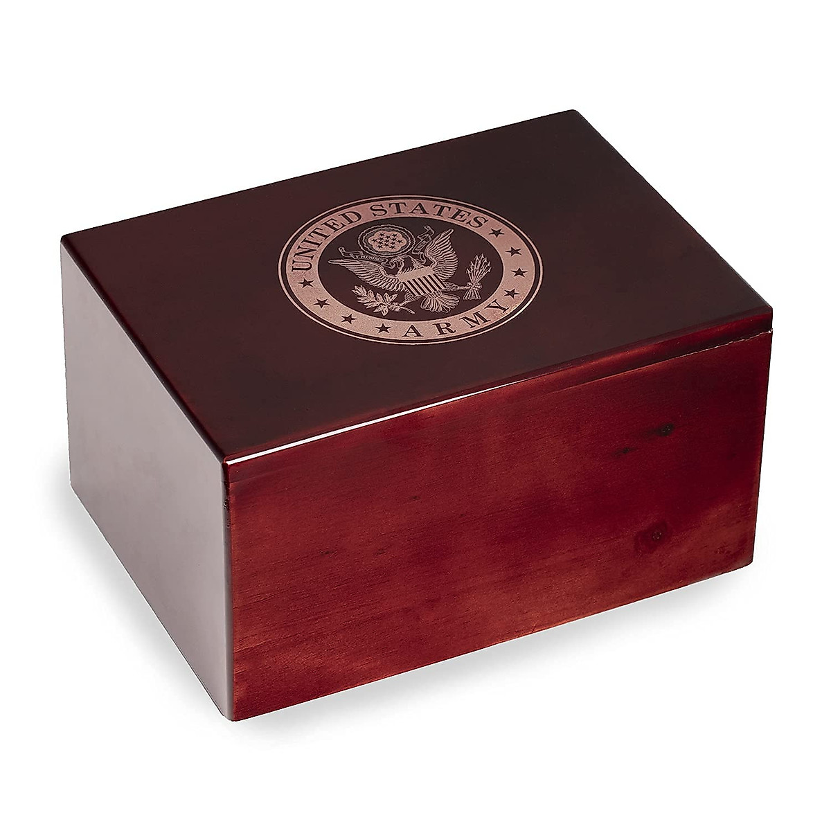 Custom Engraved US Army Lacquered Rosewood Human Cremation Urn for Human Ashes (X-Large)