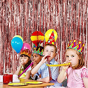 10 Pcs Rose Gold Fringe Curtain 3.2 x 8 Feet Rose Gold Party Streamers Rose Gold Birthday Backdrop Party Curtain Decorations Metallic Backdrop Curtains for Wedding Engagement Bachelorette Party