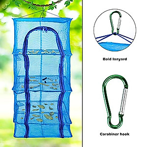 Wjiang Fish Drying Net 3 Layers Folding Drying Net Drying Cage for Drying Fish, Vegetables, Fruit Dryer Mesh Hanging Net for Fishing, Picnic, Household.