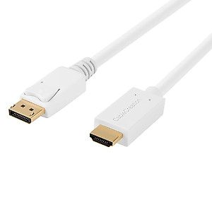 CableCreation DisplayPort to HDMI Cable 6FT, 4K 30Hz DP 1.2 to HDMI Male to Male Cable, 3D Audio/Video Cord Converter for PCs to HDTV, Monitor, Projector, White