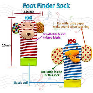 Baby Rattle Toy,Wrist Rattles Foot Finder Socks,Arm Hand Leg Ankle Rattle,Stuffed Infant Toys,Baby Shower, Birthday Holiday Birth Present Gift for Newborn Boy Girl Kids Toddler,8pcs