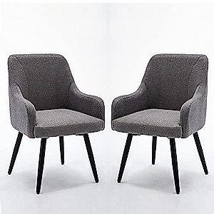 Yongchuang Swivel Dining Chairs Set of 2 Upholstered Living Room Chairs Office Desk Arm Chair Modern Accent Chair Gray