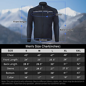 Souke Sports Men’s Winter Warm Cycling Jacket Windproof Running Water Resistant Thermal Breathable Softshell Windbreaker Reflective for Bike Riding Black（Black，Medium