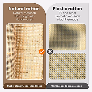 63" W Black Large Rattan Cabinet, Sideboard Buffet Cabinet with Natural Rattan Hand-Woven Doors, Accent Buffet Console Storage Credenza, for Living Room Hallway Kitchen, Metal Legs, Natural-2 Pieces