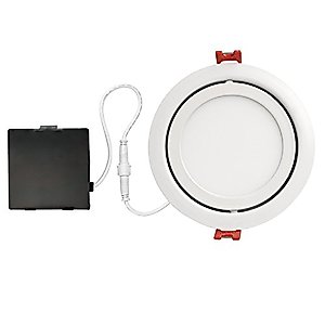4" Ultra Slim Swivel LED Integrated Recessed Lighting Kit, 9 Watts, Energy Star, IC Rated, Dimmable, Wet Rated, White Finish, 4.25" Hole Size,91071