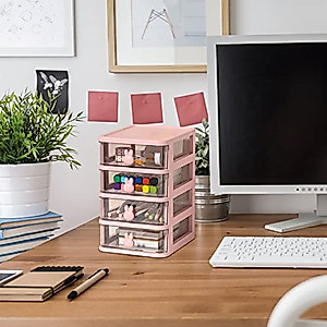Tofficu 4 Drawer Plastic Storage, Clear Clear Plastic Drawers Storage, 5.3 * 6.7 * 8.3inch Drawer Plastic Drawer Desktop Storage for Craft Organizers And Storage