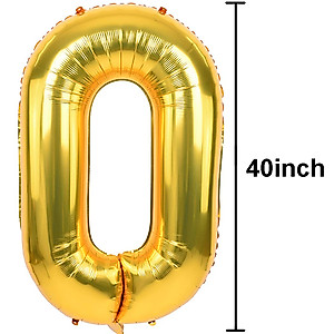 TONIFUL 40 Inch Gold Large Numbers Balloon 0-9 Birthday Party Decorations,Foil Mylar Big Number Balloon Digital 2 for Birthday Party,Wedding, Bridal Shower Engagement Photo Shoot, Anniversary