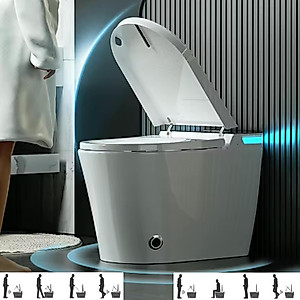 VIDEC Electric Bidet Smart Toilet, Auto Open/Close Lid & Seat with Radar and Foot Sensor, Water Tank Built In, Auto Flushing, Filtered Warm Water, 8 modes SPA Wash, Warm Air Dryer. (TD-71EV)