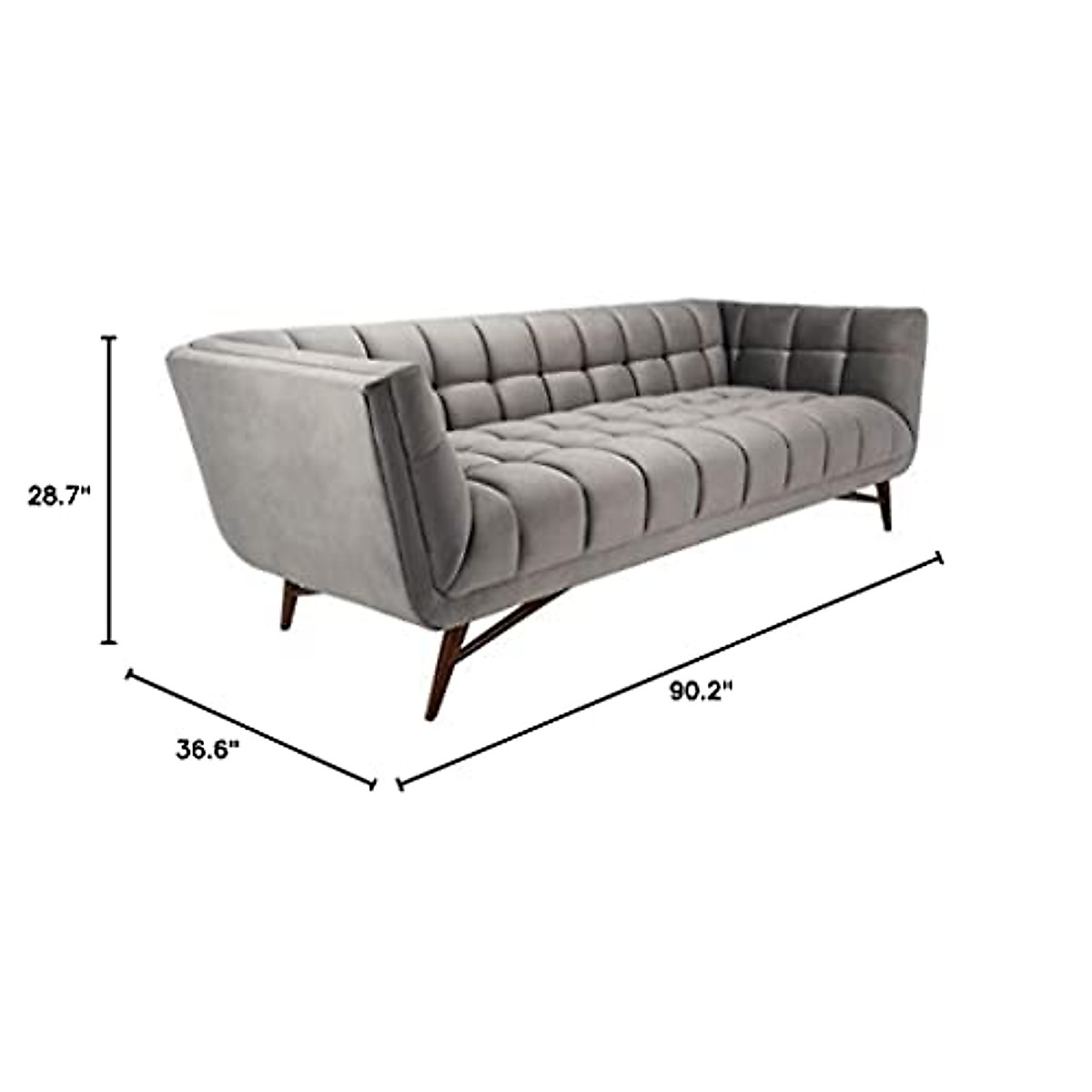 Safavieh Couture Home Onyx Modern Dark Blue Velvet and Walnut Tufted Sofa