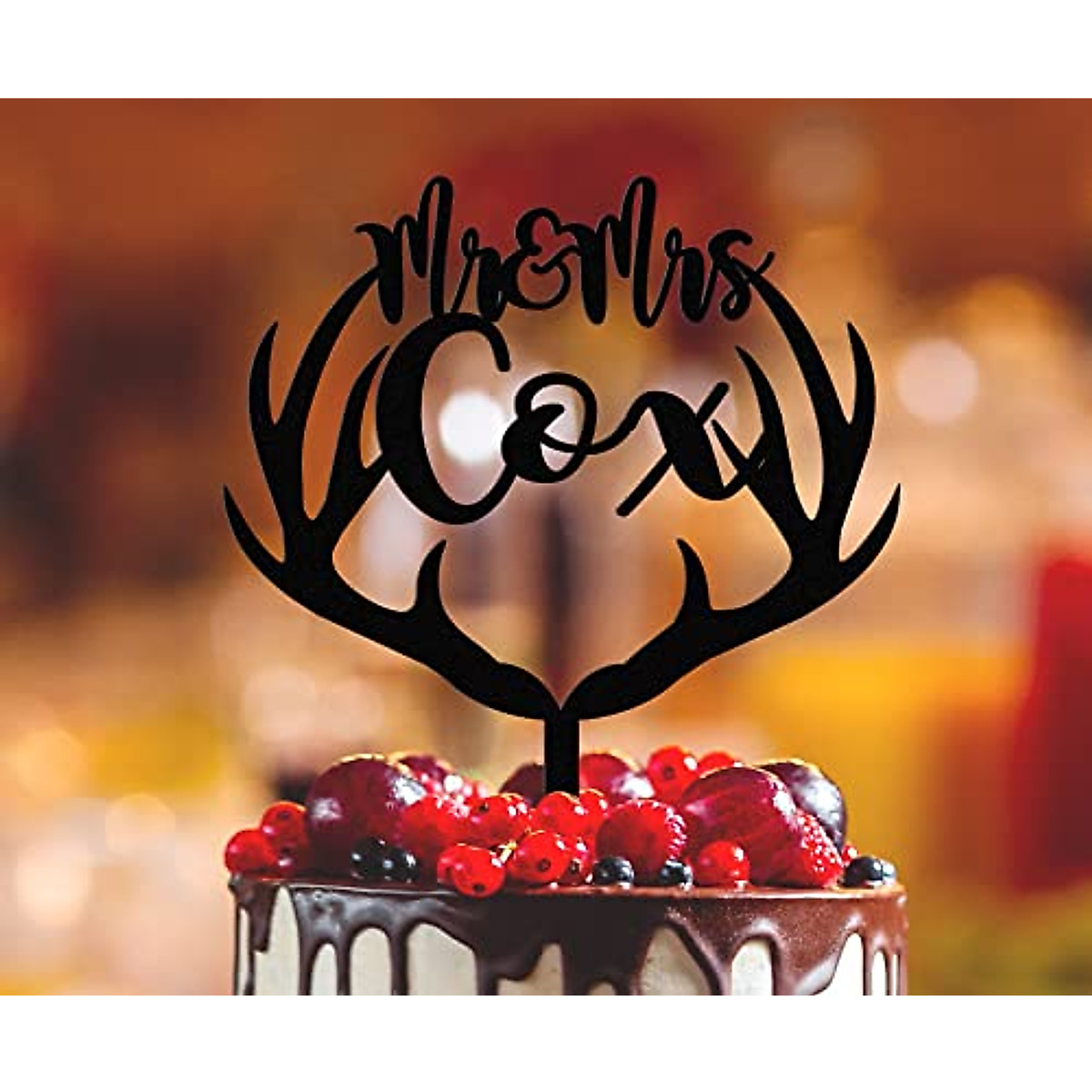 Personalized Antler Wedding Cake Topper, Script Name Wedding Cake Topper, Rustic Wedding Cake Topper, Country Wedding Cake Topper, Boho wedding topper, Personalized Baby topper,