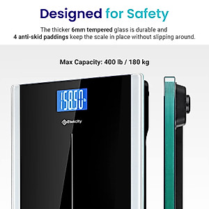 Etekcity Digital Body Weight Bathroom Scale with Step-On Technology, Reliable Results with High Precision Measurements, Large Backlit LCD Display, 400 Pounds