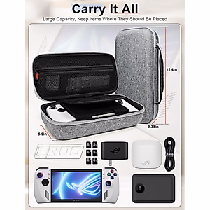 Lersyco Carrying Case for Rog Ally, Rog Ally handheld case with hard shell, Gray Rog Ally carry bag, Protective Travel Case for Buttons/Joysticks protection