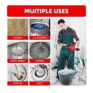 Cement Mixer,2300W Handheld Electric Concrete Mixer with 6 Adjustable Speed, 110V Portable Mud Mixer Paint Mixer for Motar Grout Plaster Thinset Fodder Stirring Tool