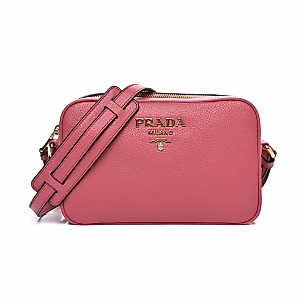 Prada Vitello Phenix Leather Peonia Pink Shoulder Camera Bag 1BH103