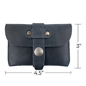 Hide & Drink, Card Holder Handmade from Full Grain Leather - Classy, Professional, Money Organizer, Compact Storage for Debit & Credit Cards - Slate Blue
