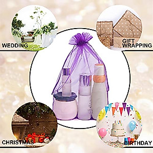 SULOLI 50Pcs Organza Jewelry Bags,8x12 inches Purple Organza Gift Bags with Drawstring Mesh Jewelry Bag for Presents