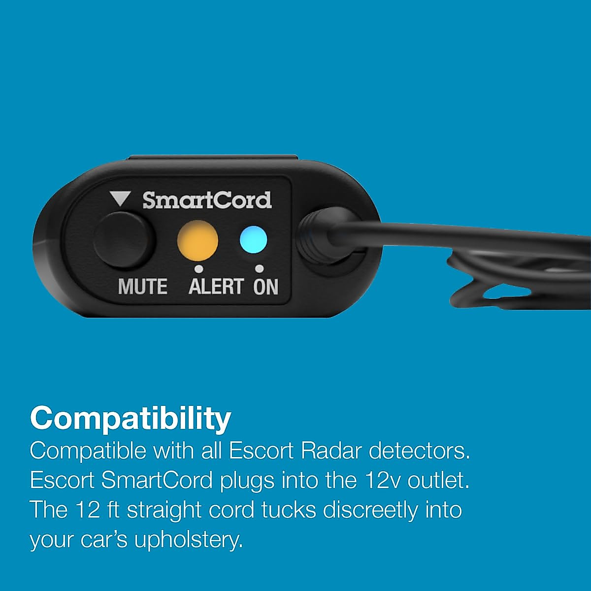 Escort Official Radar Detector SmartCord Straight Wire for MAX 360, MAX 360c, IX, IXc, 9500 IX, MAX II, MAX 3, MAX 4, MAX 360c MKII, MAX 360 MKII, MAXcam 360c, Redline 360c & Additional Models