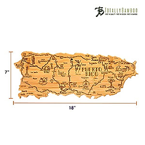 Totally Bamboo Destination Puerto Rico Shaped Serving and Cutting Board, Includes Hang Tie for Wall Display