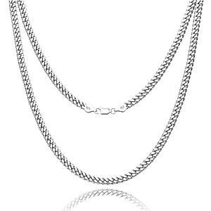 Waitsoul 925 Sterling Silver Cuban Chain Lobster Clasp 4mm Silver Cuban Link Curb Chain Necklace for Women Men Diamond Cut 16-30 Inches(18)