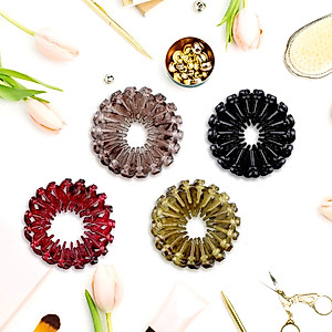 Tatuo 4 Pcs Bird Nest Magic Hair Clip Ponytail Holders Lazy Birds Nest Plate Hairpin Hair Accessories for Women