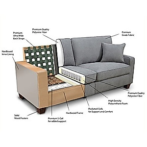 BOWERY HILL Modern Loveseat Sofa for Small Apartments, 2 Seater Couch for Living Room, Tool-Free Assembly, Light Grey