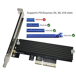 Bejavr M.2 NVME to PCIe 3.0/4.0 x4 Adapter, NVME/AHCI SSD to PCIe Expansion Card with Aluminum Heatsink Solution, Supports PCI-Express X4 X8 X16 Slots
