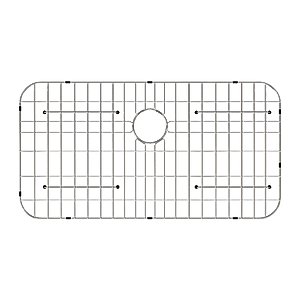 Stainless Steel Sink Grid and Protectors for Bottom of Kitchen Sink, 26" X 14 1/16" with Rear Drain for Single Sink Bowl