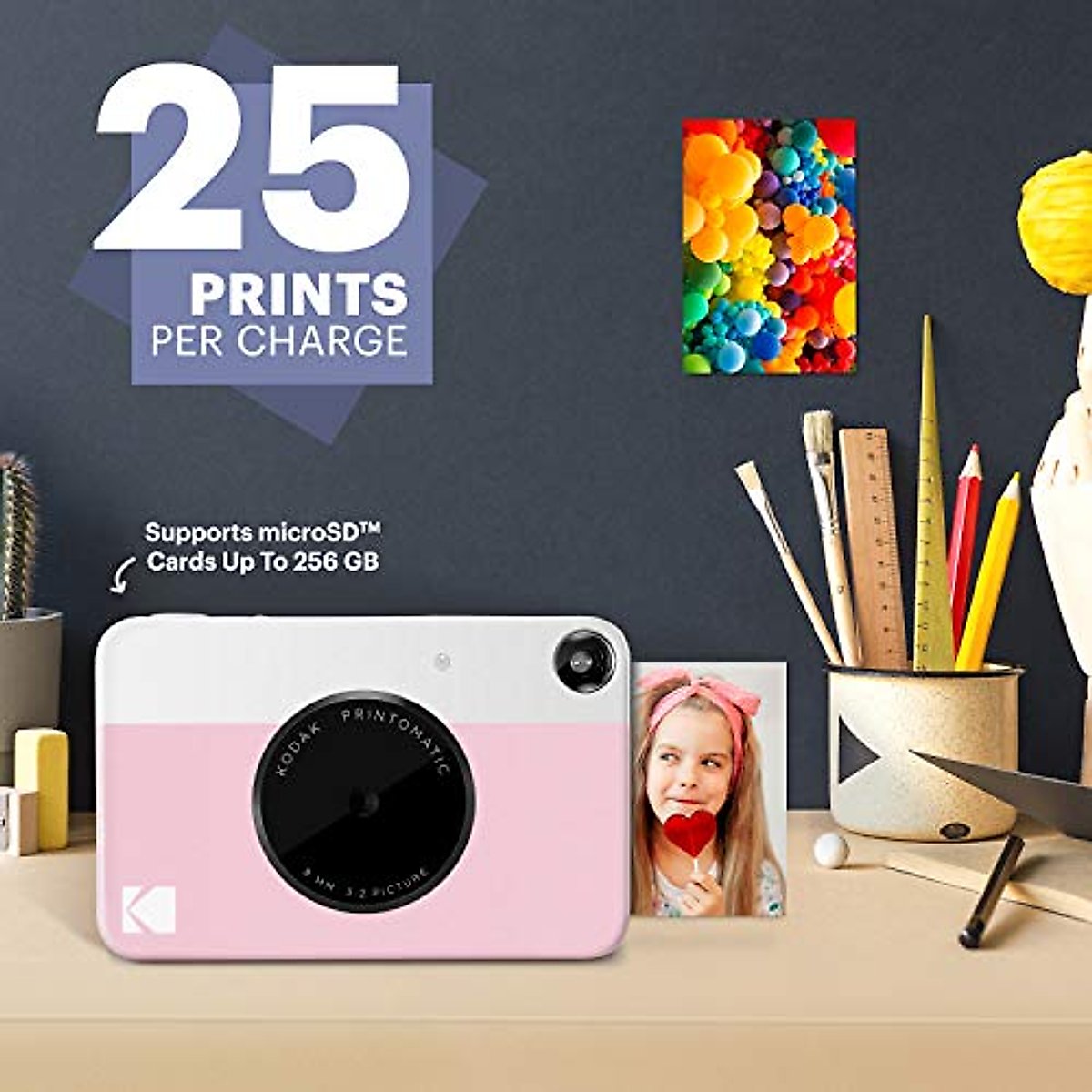 Kodak Printomatic Digital Instant Print Camera (Blue) & Printomatic Digital Instant Print Camera (Black) & Printomatic Digital Instant Print Camera (Pink)