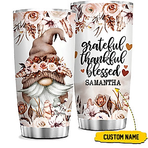 MDPrints Floral Gnome Tumbler, Gnomes Gifts for Women, 20oz Stainless Steel Gnome Coffee Mug, Gift for Coffee Lovers (Gnome Boho)