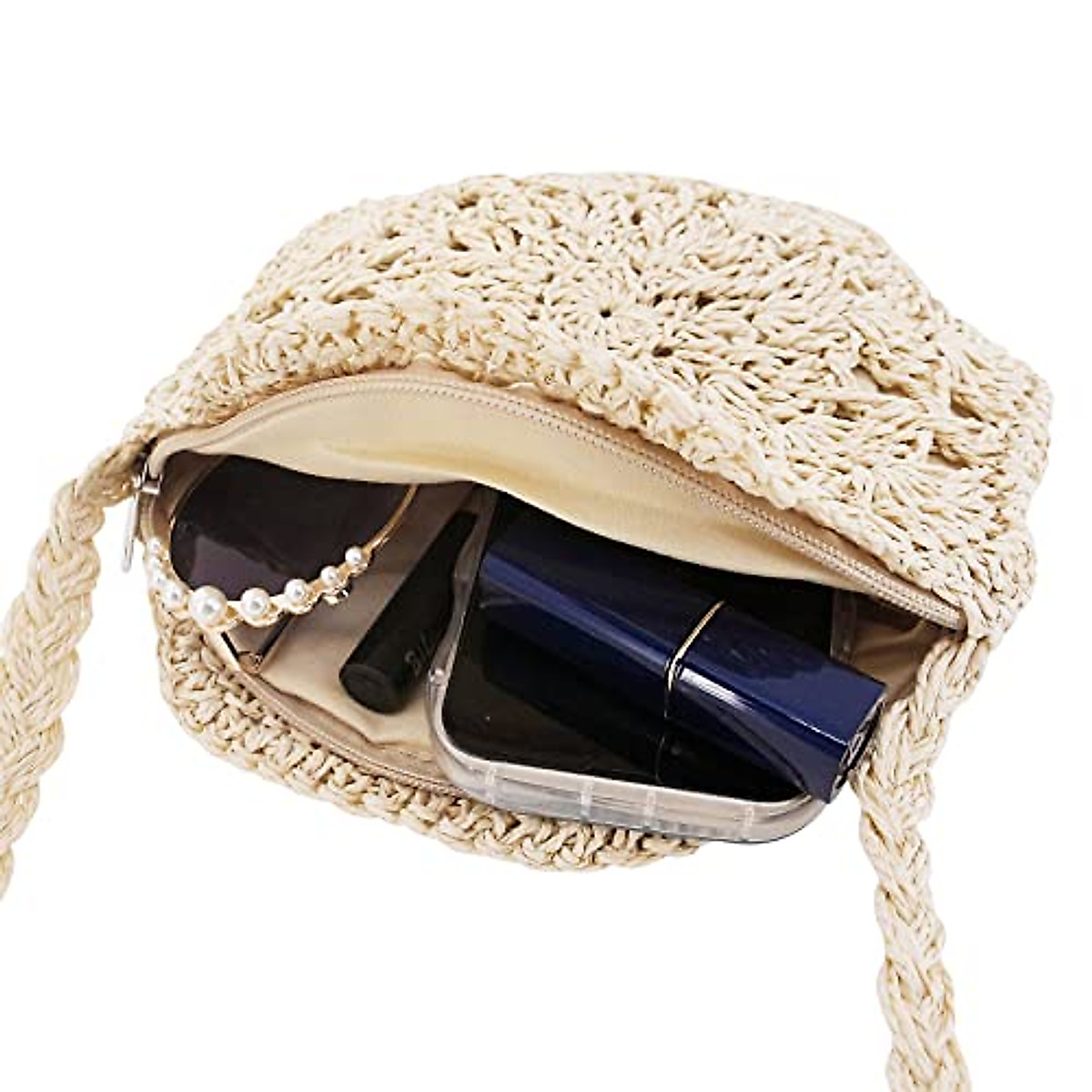 Naimo Straw Crossbody Bags for Women Rattan Bag Woven Straw Shoulder Handbag Purse Handmade Weaving Summer Beach Bag
