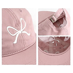 Bow-Tie Baseball Cap for Women Fashion Sun Hats for Women Trucker Hat Y2k Sun Cap Visor Cap Hiking Travel Trendy 2024 Beige/Pink