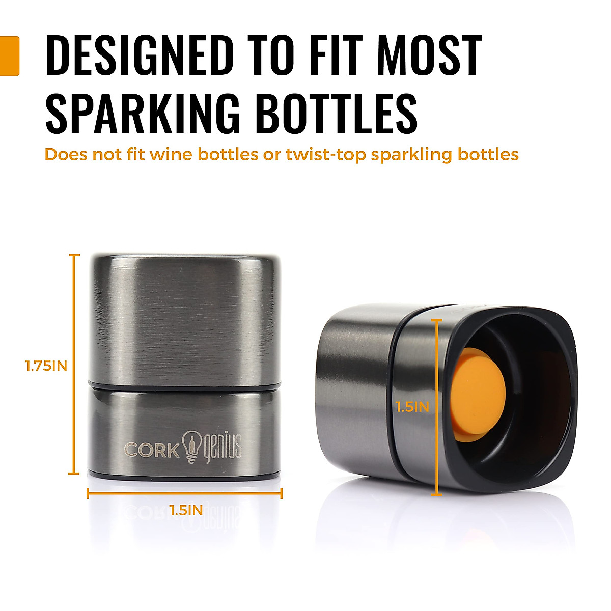 Cork Genius Champagne Stopper for Bottles, Silicone Sealed Champagne Bottle Stopper, Leakproof Sparkling Wine, Prosecco, or Champagne Saver and Sealer, Gift Accessory for Champagne