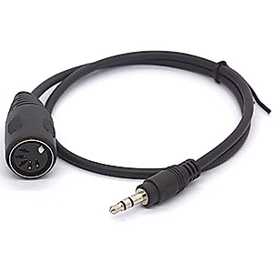 PIIHUSW 3.5mm 5 Pin Din MIDI Cable, 5-Pin DIN Plug Female to 3.5 (1/8in) TRS Stereo Male Jack Converter Cable for MIDI Keyboard IK Multimedia (50 cm)