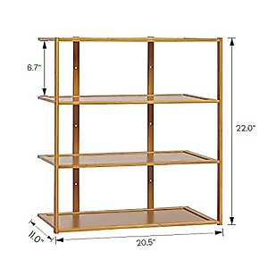 MoNiBloom Bamboo 4 Tier Shoe Rack Vertical Shoe Storage Sheld Stand Space Saving Shoe Organizer for 11-15 Pairs Small Spaces Corner Bedroom Living Room, Brown