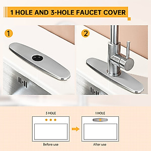 Hiqufet Kitchen Faucet Plate Hiqufet Faucet Plates to Cover Holes Stainless Steel Matching 1 or 3 Hole Kitchen Faucet or Bathroom Faucet deck plate Brushed Nickel 10.35 Inch