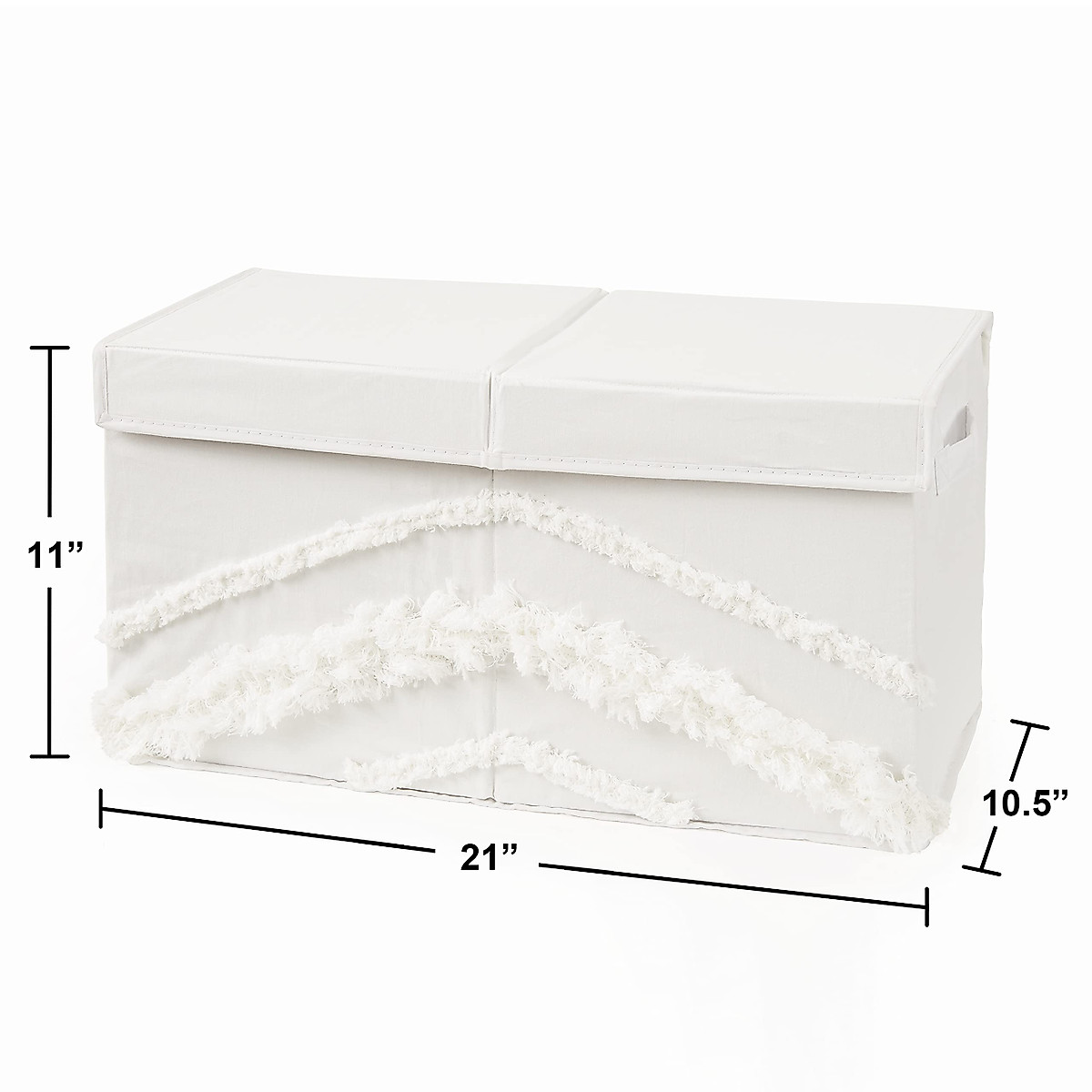 Sweet Jojo Designs Ivory Boho Bohemian Girl or Boy Small Fabric Toy Bin Storage Box Chest For Baby Nursery or Kids Room Gender Neutral Off White Farmhouse Chic Unisex Minimalist Fringe Macrame