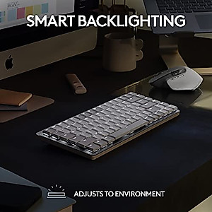 Logitech MX Mechanical Mini for Mac Wireless Illuminated Keyboard, Low-Profile Performance Switches, Tactile Quiet Keys, Backlit, Bluetooth, USB-C, Apple, iPad - Space Grey
