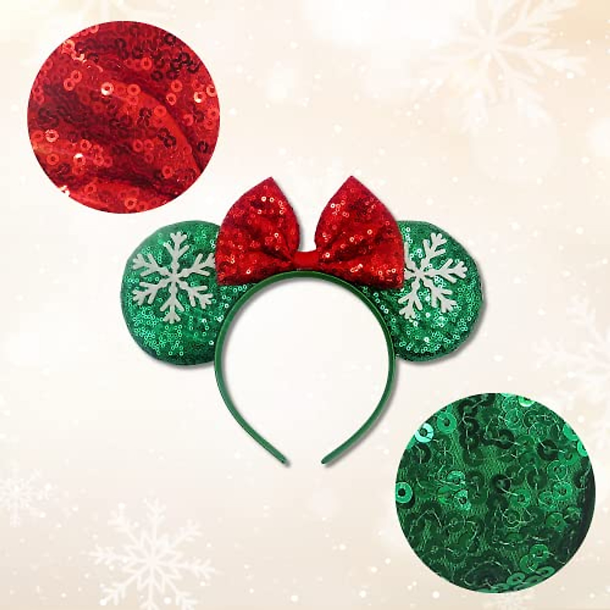 Needzo Christmas Headbands, Festive Holiday Hair Accessory for Women or Girls, One Size Fits Most (Mouse Ears)