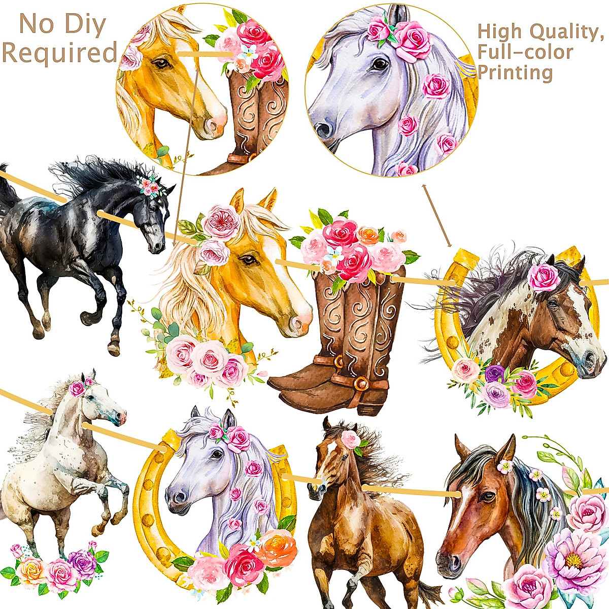 Western Cowgirl Themed Party Decorations - 2pcs Cowgirl Banner Decorations for Horse Birthday Party & Baby Shower Supplies