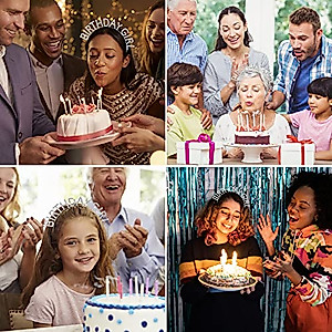 WLLHYF Birthday Crowns Girl Headband Birthday Sash Bling Rhinestone Hair Band Princess Tiara Sweet Happy Birthday Accessories for Women Girls Party Valentine's Day Festival Decorations